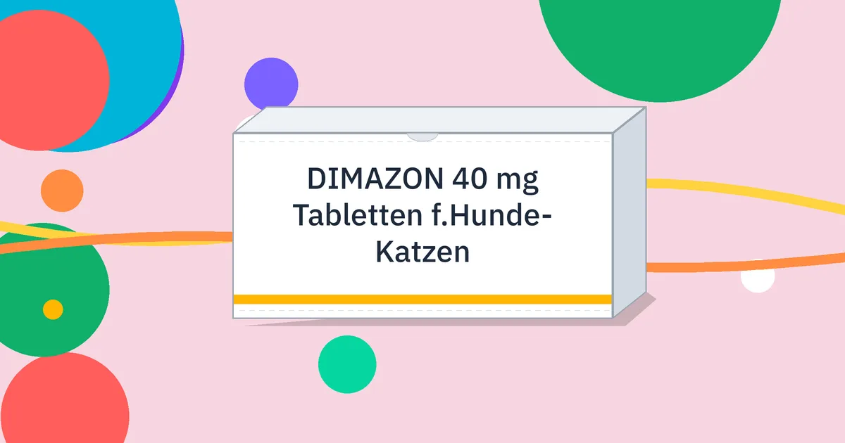 Symbolbild: Packung mit der Aufschrift DIMAZON 40 mg Tabletten f.Hunde-Katzen (PZN 05995973) – Verfügbarkeit und Bezug in Apotheken in Frankfurt am Main