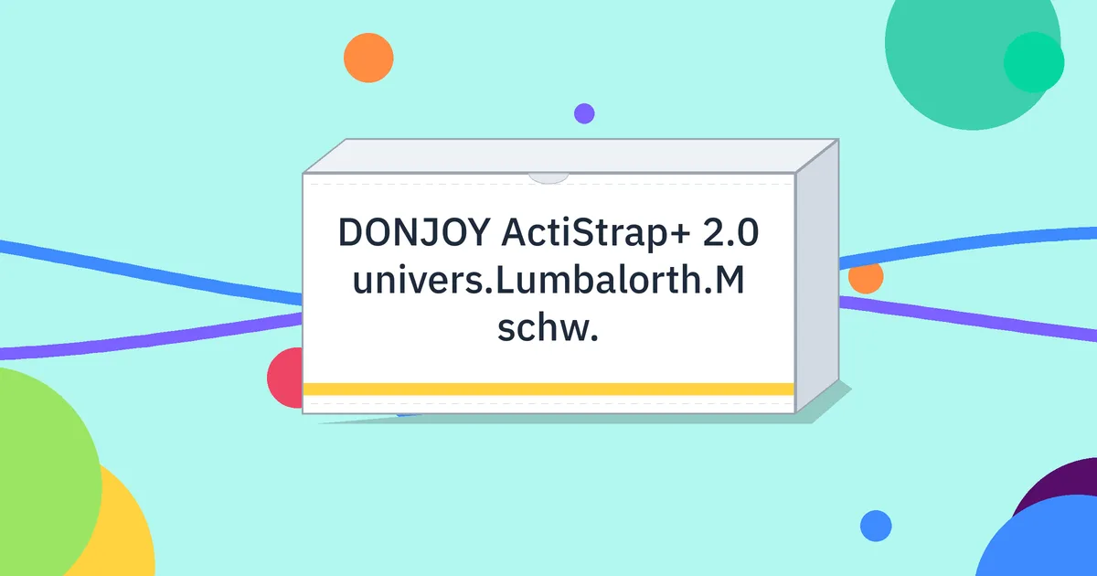Symbolbild: Packung mit der Aufschrift DONJOY ActiStrap+ 2.0 univers.Lumbalorth.M schw. (PZN 20571130) – Verfügbarkeit und Bezug in Apotheken in Frankfurt am Main