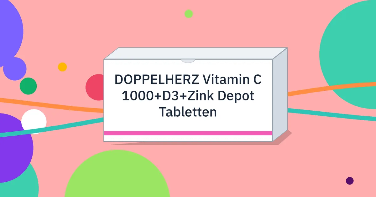 Symbolbild: Packung mit der Aufschrift DOPPELHERZ Vitamin C 1000+D3+Zink Depot Tabletten (PZN 17620528) – Verfügbarkeit und Bezug in Apotheken in Frankfurt am Main