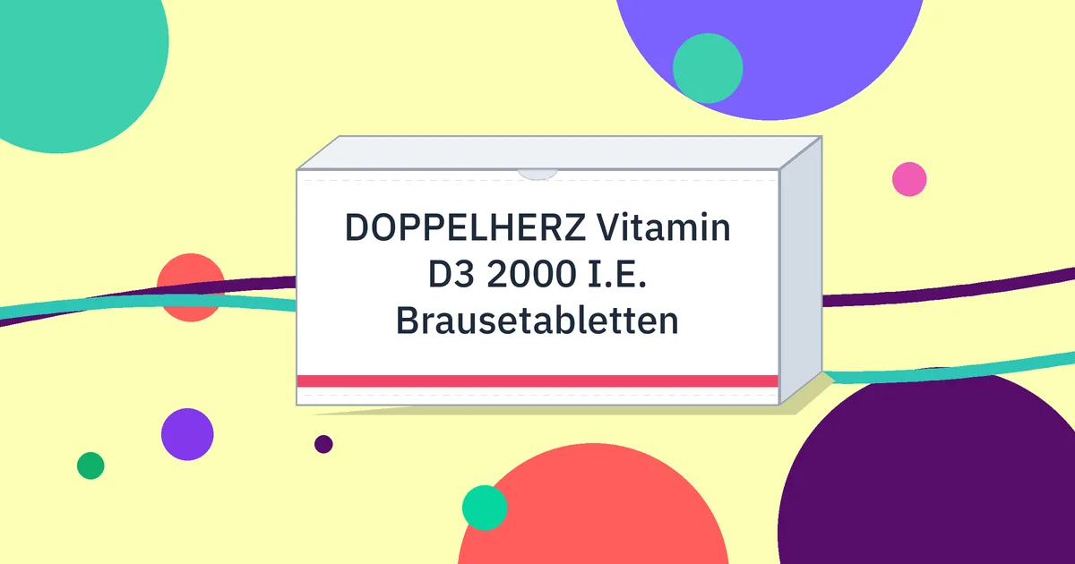 Symbolbild: Packung mit der Aufschrift DOPPELHERZ Vitamin D3 2000 I.E. Brausetabletten (PZN 15616801) – Verfügbarkeit und Bezug in Apotheken in Frankfurt am Main