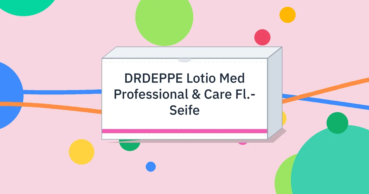 Symbolbild: Packung mit der Aufschrift DRDEPPE Lotio Med Professional & Care Fl.-Seife (PZN 18311887) – Verfügbarkeit und Bezug in Apotheken in Frankfurt am Main