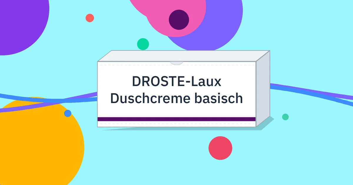 Symbolbild: Packung mit der Aufschrift DROSTE-Laux Duschcreme basisch (PZN 01899095) – Verfügbarkeit und Bezug in Apotheken in Frankfurt am Main