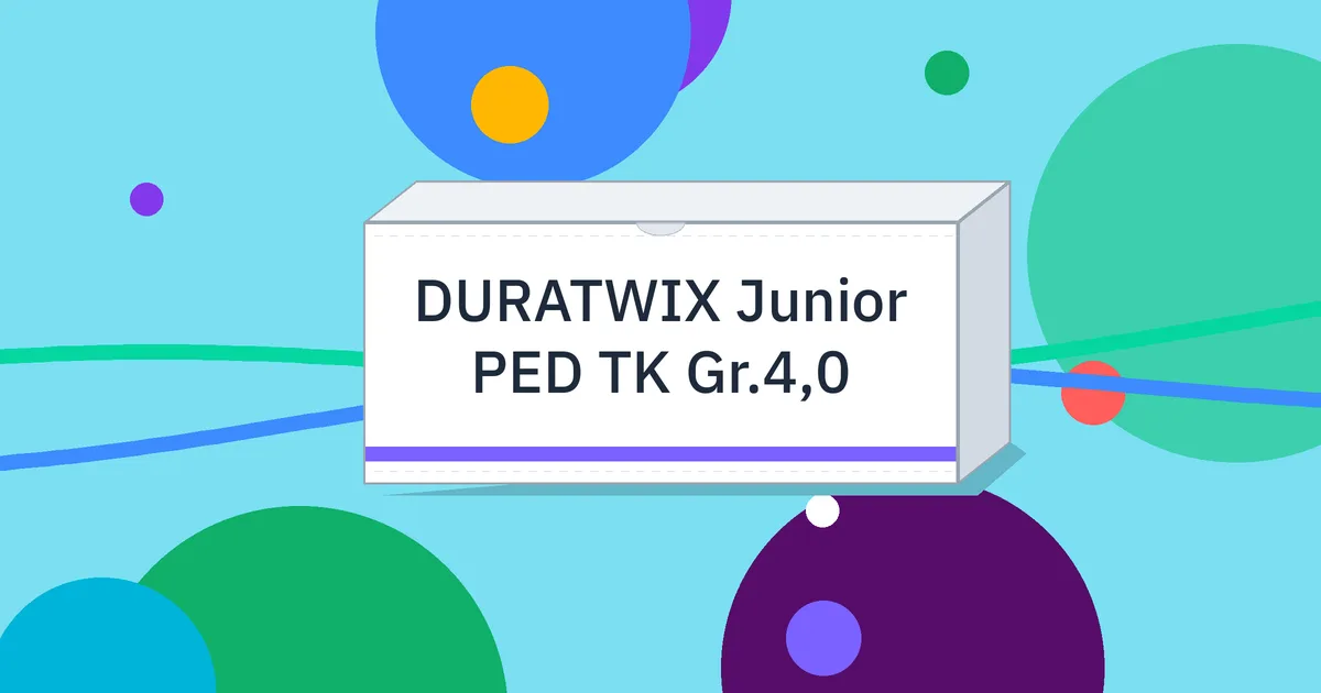 Symbolbild: Packung mit der Aufschrift DURATWIX Junior PED TK Gr.4,0 (PZN 17156663) – Verfügbarkeit und Bezug in Apotheken in Frankfurt am Main