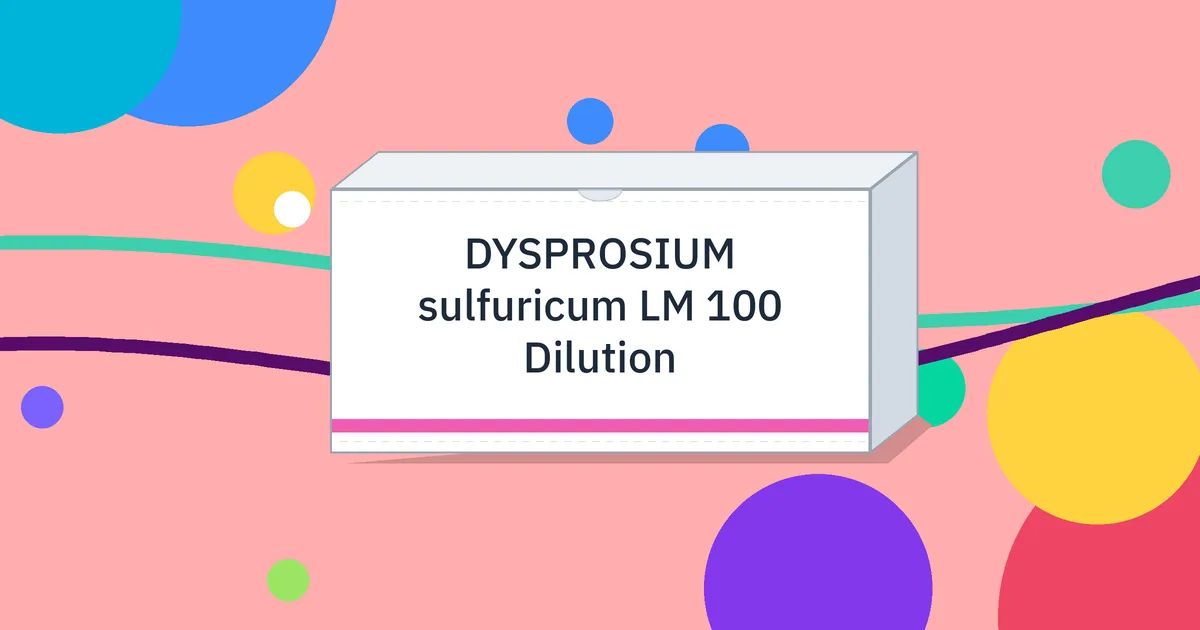 Symbolbild: Packung mit der Aufschrift DYSPROSIUM sulfuricum LM 100 Dilution (PZN 13468242) – Verfügbarkeit und Bezug in Apotheken in Frankfurt am Main