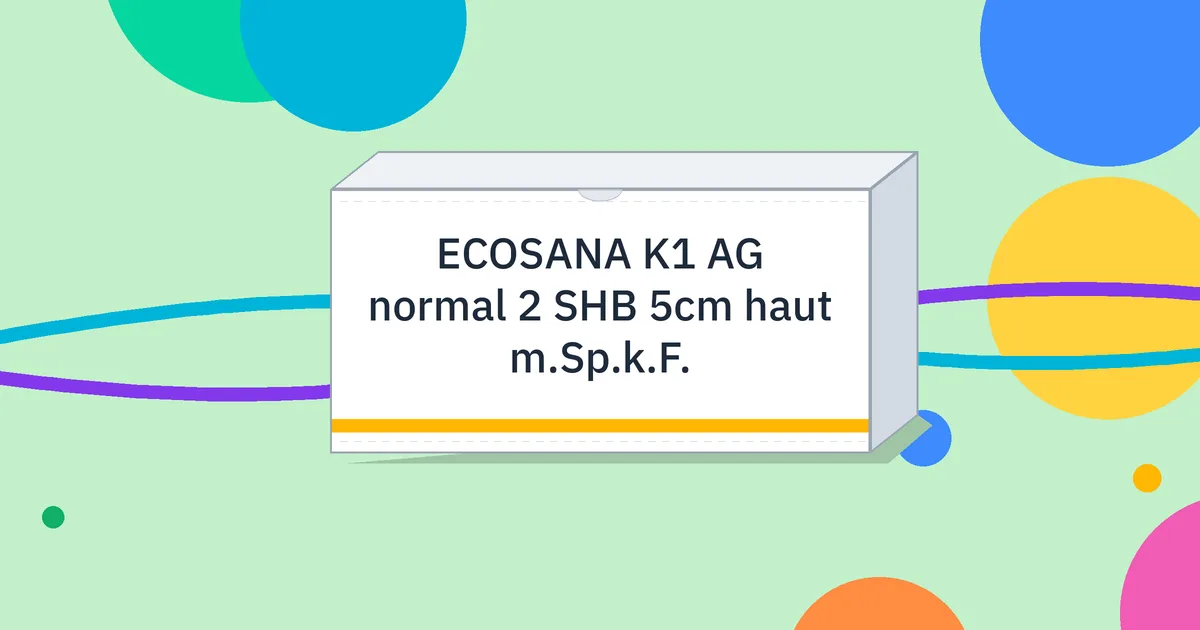 Symbolbild: Packung mit der Aufschrift ECOSANA K1 AG normal 2 SHB 5cm haut m.Sp.k.F. (PZN 04726923) – Verfügbarkeit und Bezug in Apotheken in Frankfurt am Main