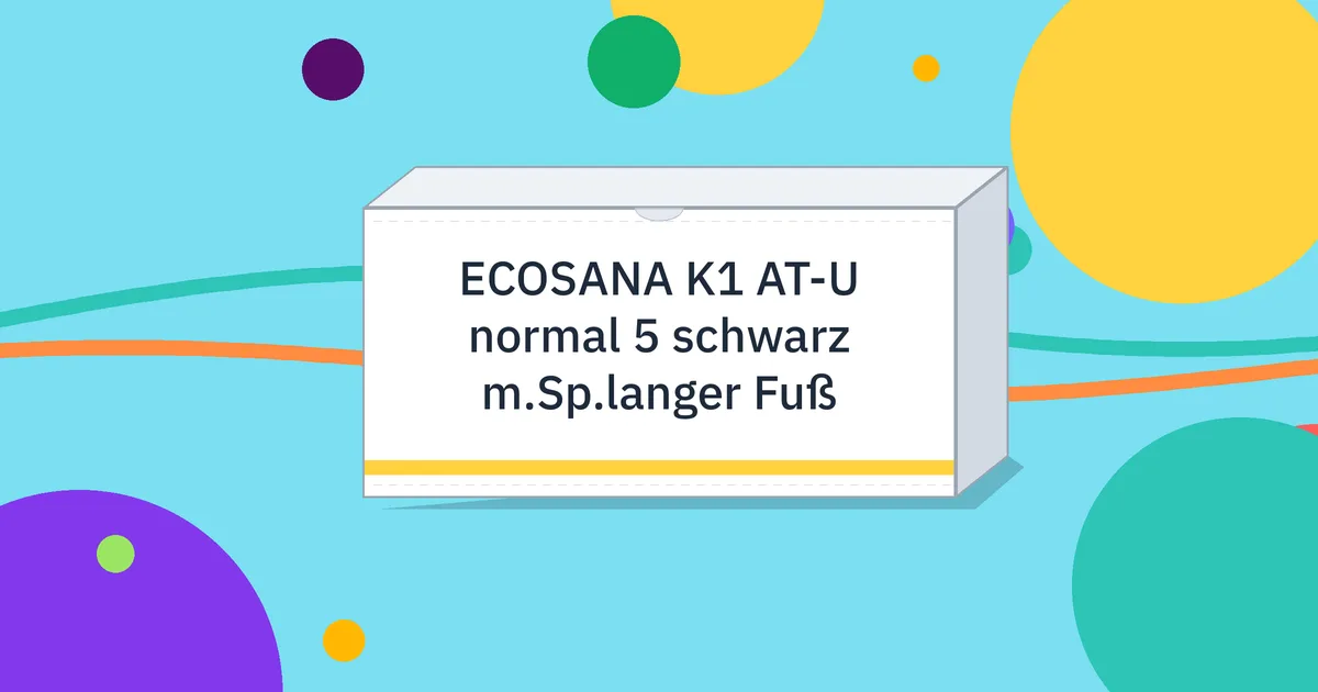Symbolbild: Packung mit der Aufschrift ECOSANA K1 AT-U normal 5 schwarz m.Sp.langer Fuß (PZN 04734437) – Verfügbarkeit und Bezug in Apotheken in Frankfurt am Main