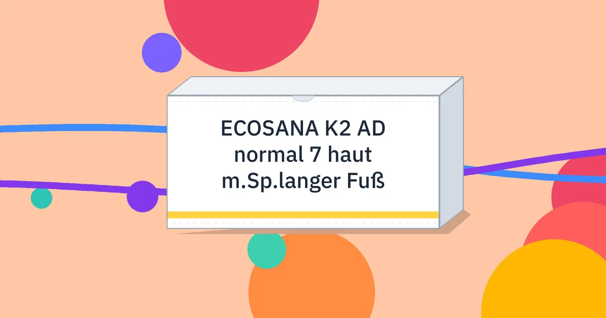 Symbolbild: Packung mit der Aufschrift ECOSANA K2 AD normal 7 haut m.Sp.langer Fuß (PZN 10956099) – Verfügbarkeit und Bezug in Apotheken in Frankfurt am Main