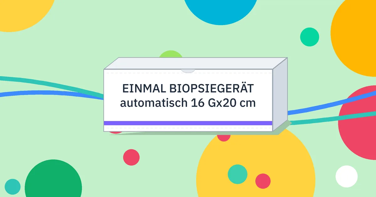 Symbolbild: Packung mit der Aufschrift EINMAL BIOPSIEGERÄT automatisch 16 Gx20 cm (PZN 14384263) – Verfügbarkeit und Bezug in Apotheken in Frankfurt am Main