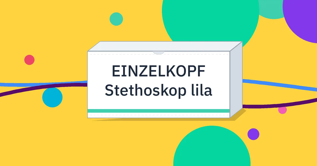 Symbolbild: Packung mit der Aufschrift EINZELKOPF Stethoskop lila (PZN 14265469) – Verfügbarkeit und Bezug in Apotheken in Frankfurt am Main