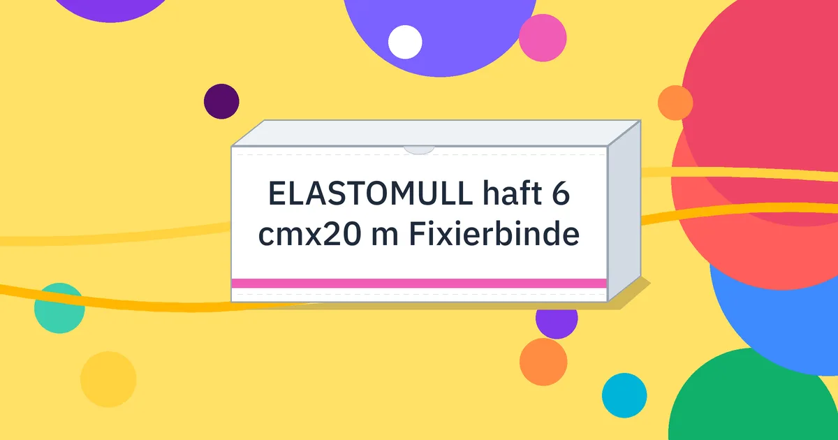 Symbolbild: Packung mit der Aufschrift ELASTOMULL haft 6 cmx20 m Fixierbinde (PZN 19134625) – Verfügbarkeit und Bezug in Apotheken in Frankfurt am Main