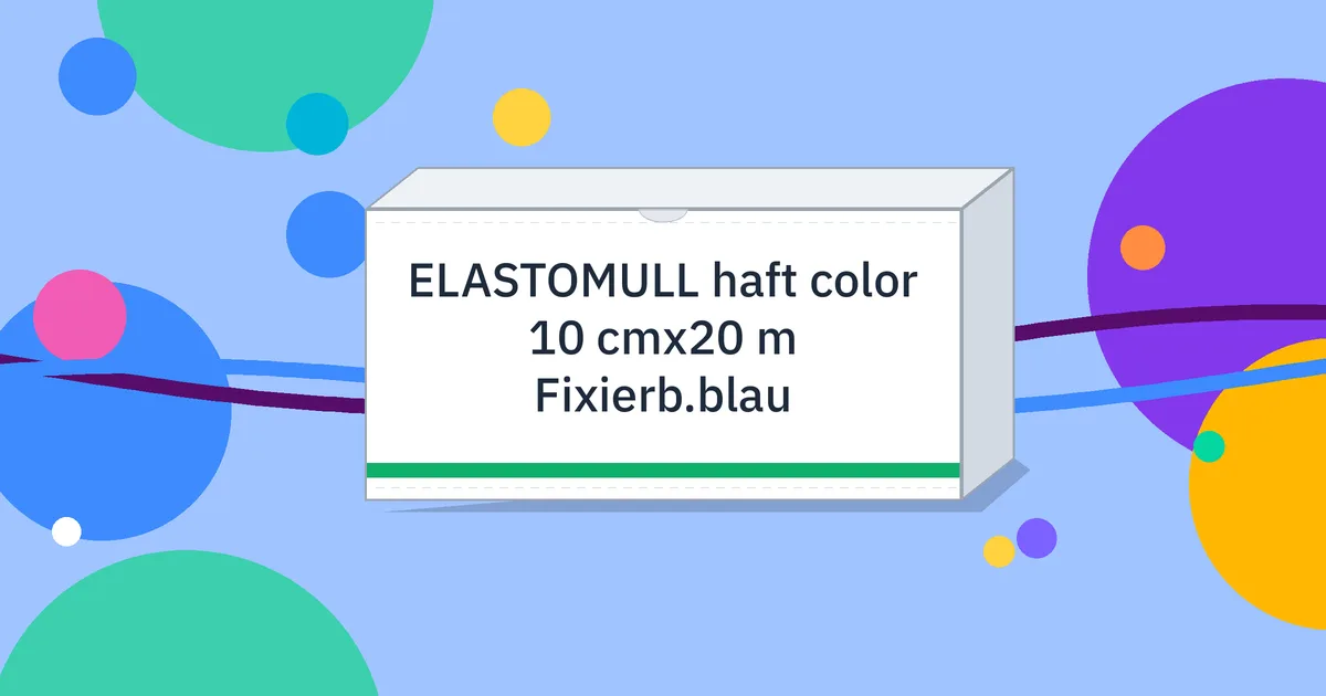 Symbolbild: Packung mit der Aufschrift ELASTOMULL haft color 10 cmx20 m Fixierb.blau (PZN 12776102) – Verfügbarkeit und Bezug in Apotheken in Frankfurt am Main