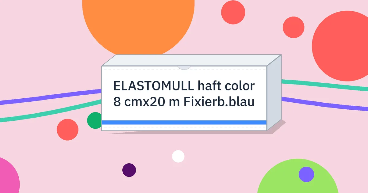 Symbolbild: Packung mit der Aufschrift ELASTOMULL haft color 8 cmx20 m Fixierb.blau (PZN 17992951) – Verfügbarkeit und Bezug in Apotheken in Frankfurt am Main