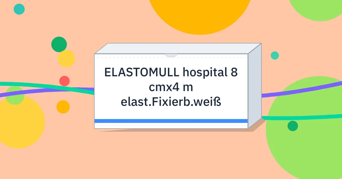 Symbolbild: Packung mit der Aufschrift ELASTOMULL hospital 8 cmx4 m elast.Fixierb.weiß (PZN 01903980) – Verfügbarkeit und Bezug in Apotheken in Frankfurt am Main