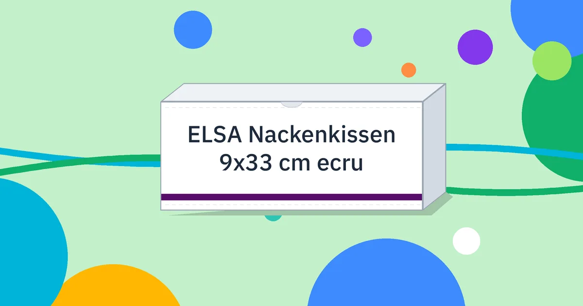Symbolbild: Packung mit der Aufschrift ELSA Nackenkissen 9x33 cm ecru (PZN 06795911) – Verfügbarkeit und Bezug in Apotheken in Frankfurt am Main