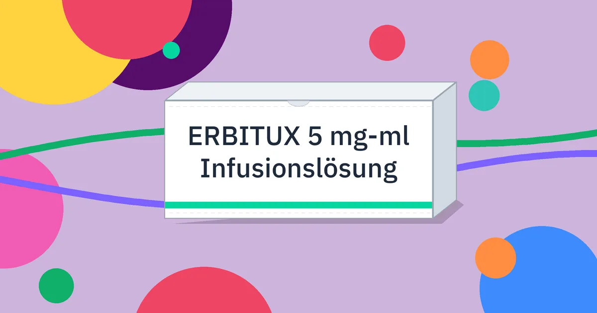 Symbolbild: Packung mit der Aufschrift ERBITUX 5 mg-ml Infusionslösung (PZN 11100905) – Verfügbarkeit und Bezug in Apotheken in Frankfurt am Main