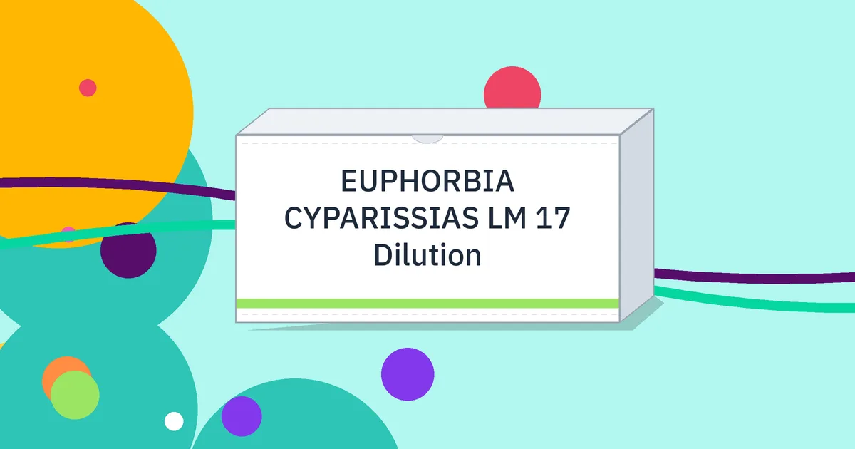 Symbolbild: Packung mit der Aufschrift EUPHORBIA CYPARISSIAS LM 17 Dilution (PZN 13481917) – Verfügbarkeit und Bezug in Apotheken in Frankfurt am Main