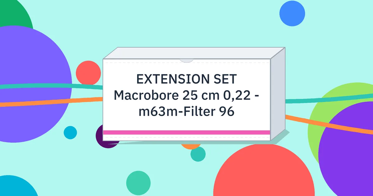 Symbolbild: Packung mit der Aufschrift EXTENSION SET Macrobore 25 cm 0,22 -m63m-Filter 96 (PZN 18837253) – Verfügbarkeit und Bezug in Apotheken in Frankfurt am Main