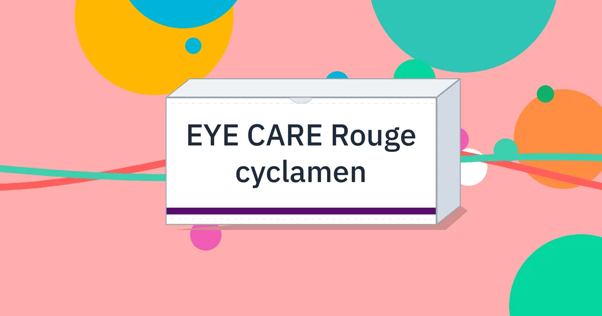 Symbolbild: Packung mit der Aufschrift EYE CARE Rouge cyclamen (PZN 15371073) – Verfügbarkeit und Bezug in Apotheken in Frankfurt am Main