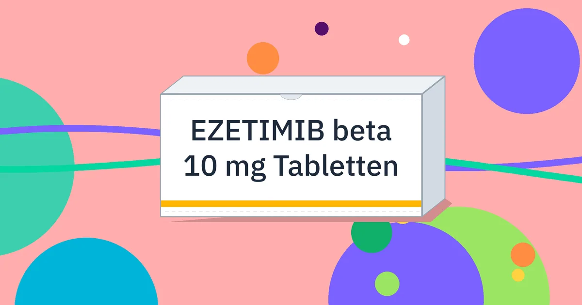 Symbolbild: Packung mit der Aufschrift EZETIMIB beta 10 mg Tabletten (PZN 13877621) – Verfügbarkeit und Bezug in Apotheken in Frankfurt am Main