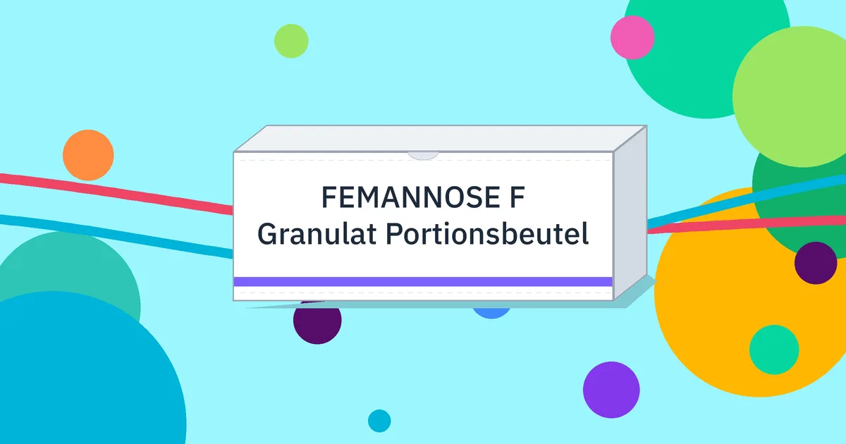 Symbolbild: Packung mit der Aufschrift FEMANNOSE F Granulat Portionsbeutel (PZN 16884952) – Verfügbarkeit und Bezug in Apotheken in Frankfurt am Main