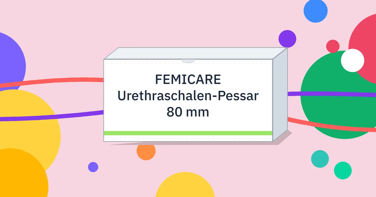 Symbolbild: Packung mit der Aufschrift FEMICARE Urethraschalen-Pessar 80 mm (PZN 19336702) – Verfügbarkeit und Bezug in Apotheken in Frankfurt am Main