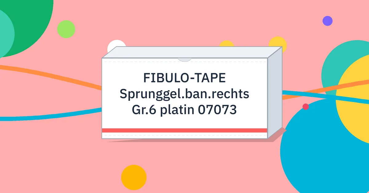 Symbolbild: Packung mit der Aufschrift FIBULO-TAPE Sprunggel.ban.rechts Gr.6 platin 07073 (PZN 16170017) – Verfügbarkeit und Bezug in Apotheken in Frankfurt am Main