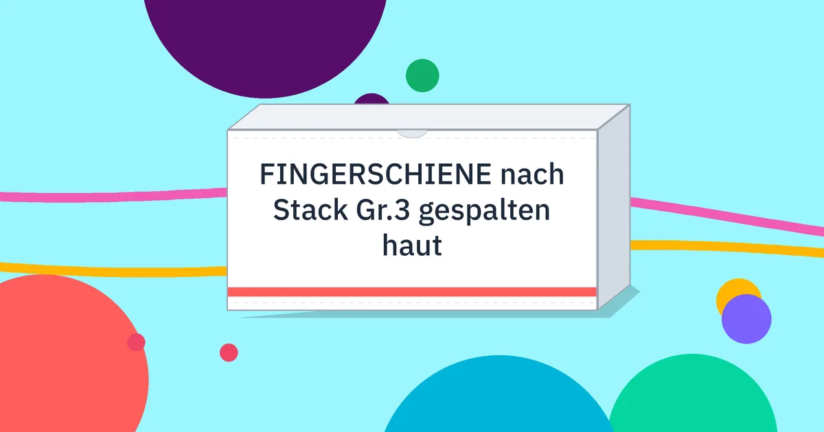 Symbolbild: Packung mit der Aufschrift FINGERSCHIENE nach Stack Gr.3 gespalten haut (PZN 07017104) – Verfügbarkeit und Bezug in Apotheken in Frankfurt am Main