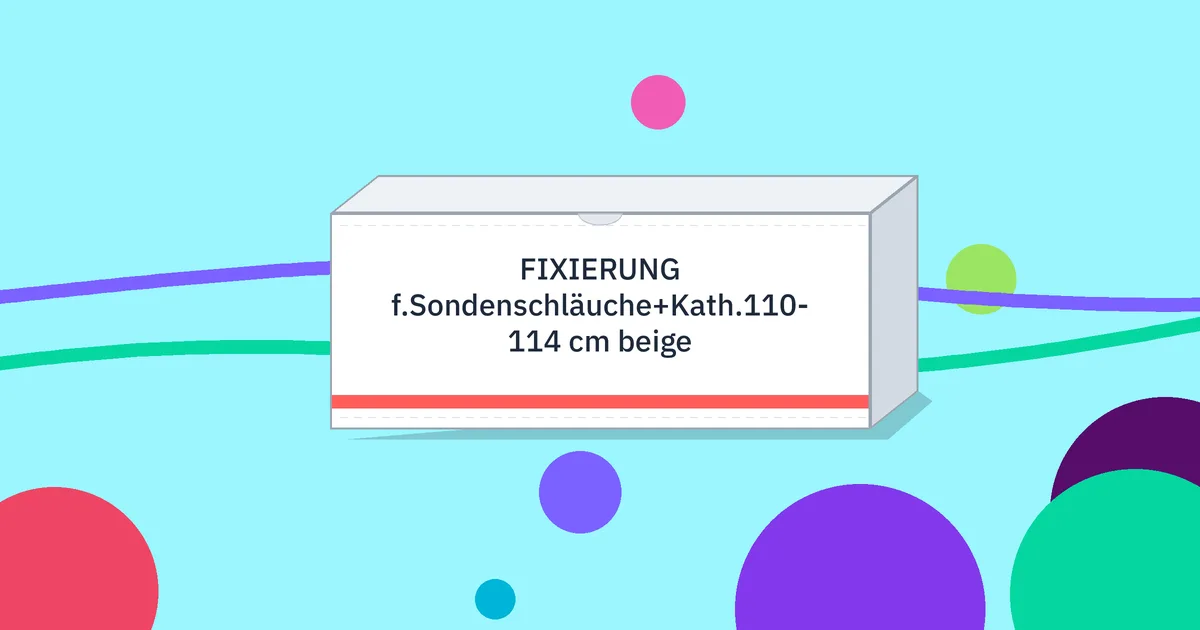 Symbolbild: Packung mit der Aufschrift FIXIERUNG f.Sondenschläuche+Kath.110-114 cm beige (PZN 20653313) – Verfügbarkeit und Bezug in Apotheken in Frankfurt am Main