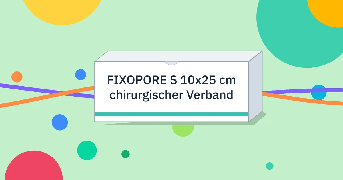 Symbolbild: Packung mit der Aufschrift FIXOPORE S 10x25 cm chirurgischer Verband (PZN 20524001) – Verfügbarkeit und Bezug in Apotheken in Frankfurt am Main
