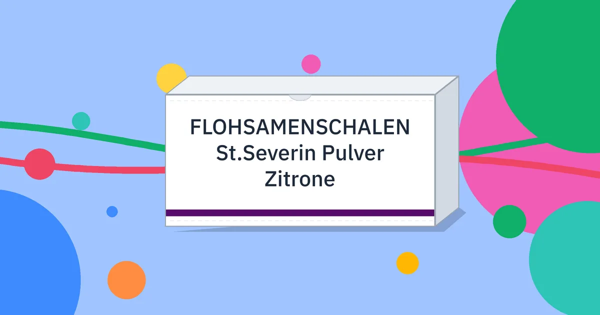 Symbolbild: Packung mit der Aufschrift FLOHSAMENSCHALEN St.Severin Pulver Zitrone (PZN 18008315) – Verfügbarkeit und Bezug in Apotheken in Frankfurt am Main