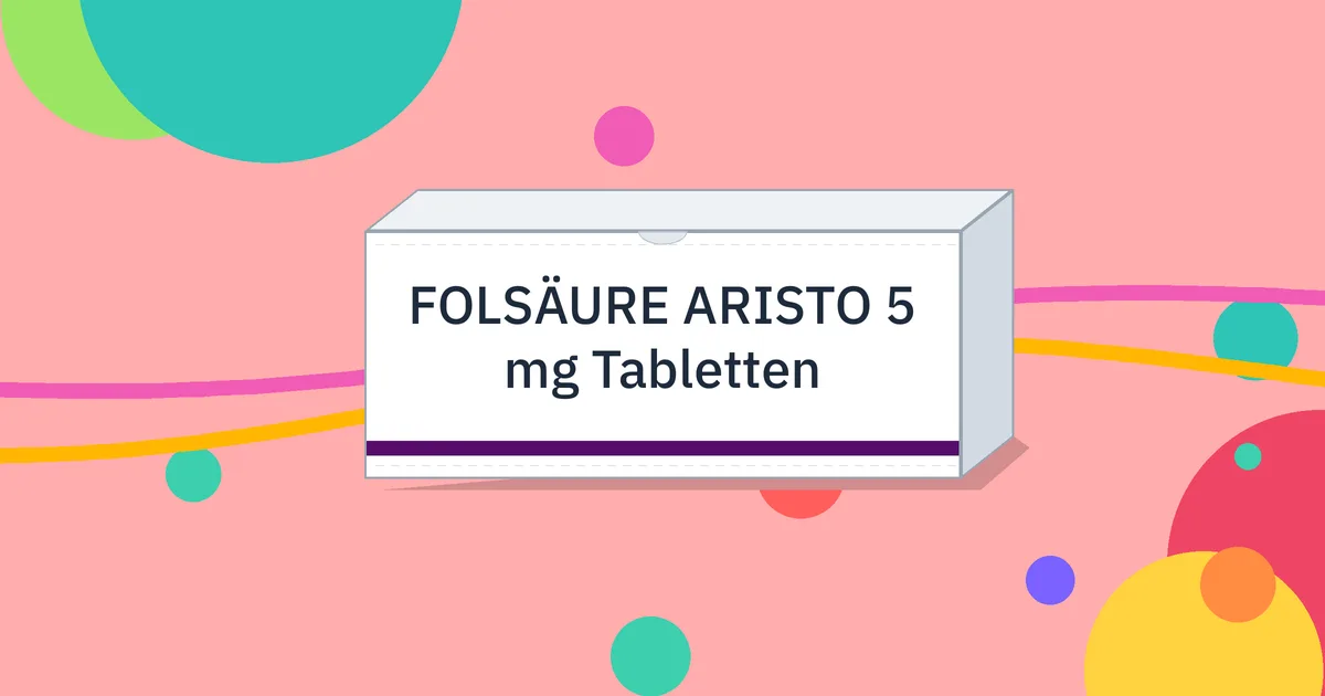 Symbolbild: Packung mit der Aufschrift FOLSÄURE ARISTO 5 mg Tabletten (PZN 17896851) – Verfügbarkeit und Bezug in Apotheken in Frankfurt am Main