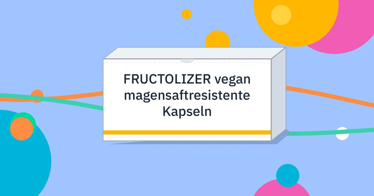 Symbolbild: Packung mit der Aufschrift FRUCTOLIZER vegan magensaftresistente Kapseln (PZN 12897136) – Verfügbarkeit und Bezug in Apotheken in Frankfurt am Main