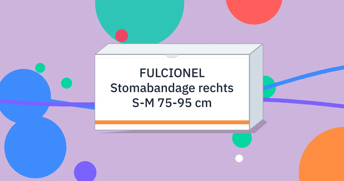 Symbolbild: Packung mit der Aufschrift FULCIONEL Stomabandage rechts S-M 75-95 cm (PZN 11485153) – Verfügbarkeit und Bezug in Apotheken in Frankfurt am Main