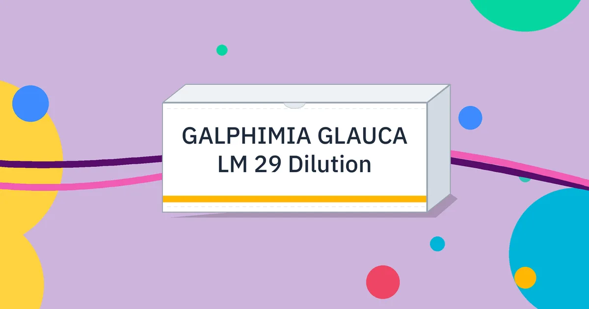 Symbolbild: Packung mit der Aufschrift GALPHIMIA GLAUCA LM 29 Dilution (PZN 12875519) – Verfügbarkeit und Bezug in Apotheken in Frankfurt am Main