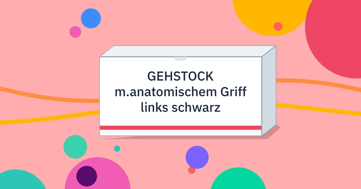 Symbolbild: Packung mit der Aufschrift GEHSTOCK m.anatomischem Griff links schwarz (PZN 06682526) – Verfügbarkeit und Bezug in Apotheken in Frankfurt am Main