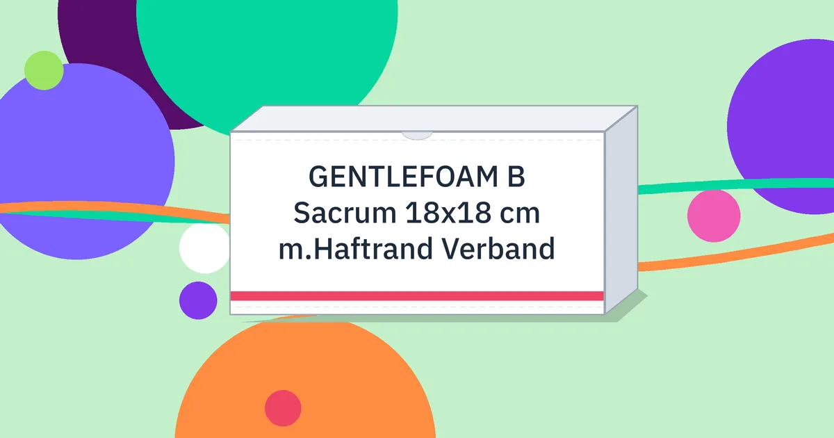 Symbolbild: Packung mit der Aufschrift GENTLEFOAM B Sacrum 18x18 cm m.Haftrand Verband (PZN 19721162) – Verfügbarkeit und Bezug in Apotheken in Frankfurt am Main