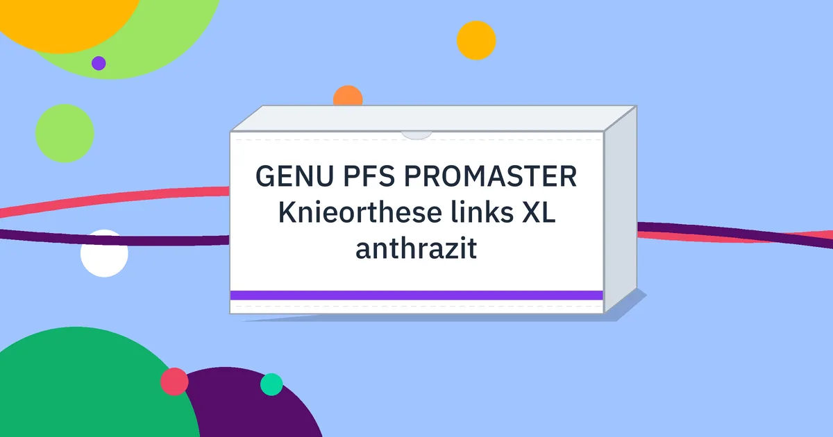Symbolbild: Packung mit der Aufschrift GENU PFS PROMASTER Knieorthese links XL anthrazit (PZN 12490831) – Verfügbarkeit und Bezug in Apotheken in Frankfurt am Main