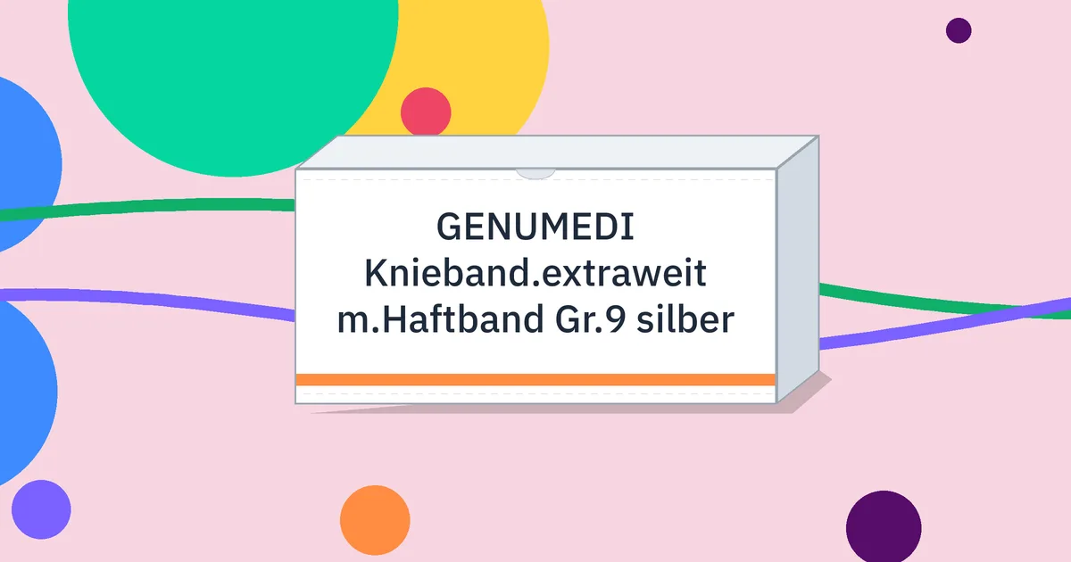 Symbolbild: Packung mit der Aufschrift GENUMEDI Knieband.extraweit m.Haftband Gr.9 silber (PZN 18850006) – Verfügbarkeit und Bezug in Apotheken in Frankfurt am Main