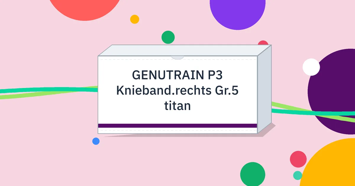 Symbolbild: Packung mit der Aufschrift GENUTRAIN P3 Knieband.rechts Gr.5 titan (PZN 01285080) – Verfügbarkeit und Bezug in Apotheken in Frankfurt am Main