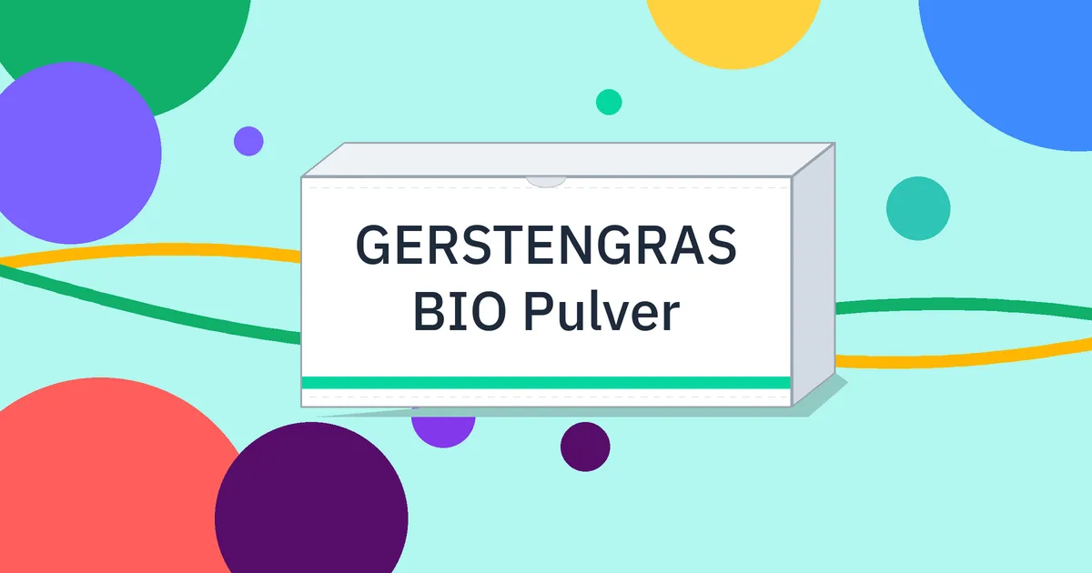 Symbolbild: Packung mit der Aufschrift GERSTENGRAS BIO Pulver (PZN 12727368) – Verfügbarkeit und Bezug in Apotheken in Frankfurt am Main