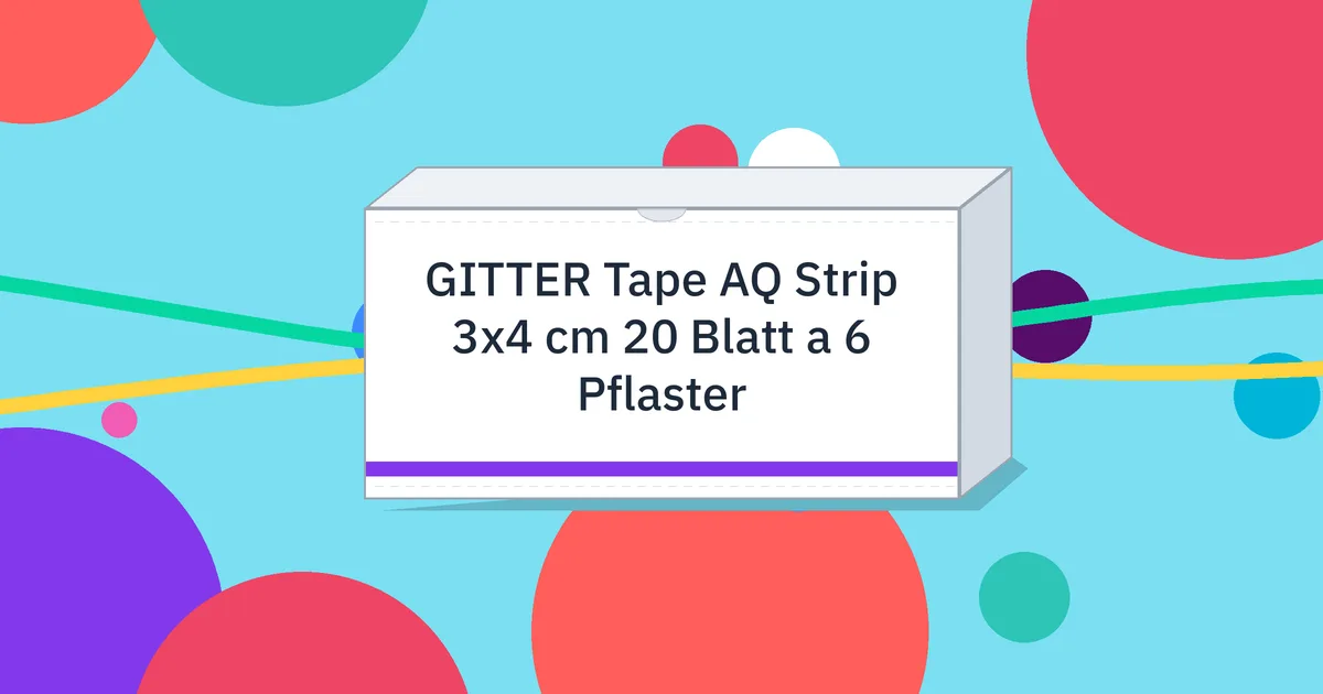 Symbolbild: Packung mit der Aufschrift GITTER Tape AQ Strip 3x4 cm 20 Blatt a 6 Pflaster (PZN 12148156) – Verfügbarkeit und Bezug in Apotheken in Frankfurt am Main