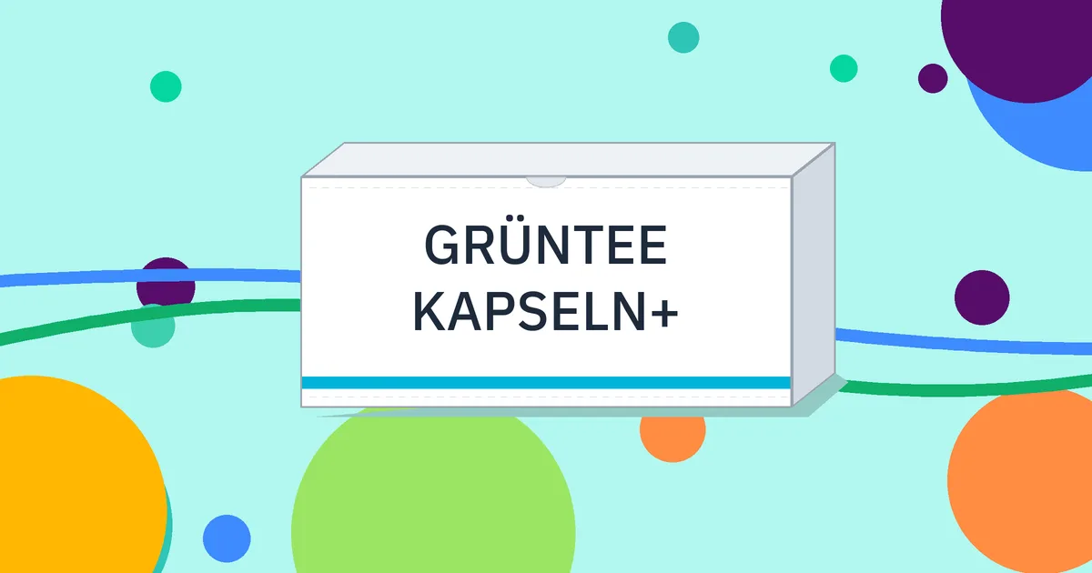 Symbolbild: Packung mit der Aufschrift GRÜNTEE KAPSELN+ (PZN 20605656) – Verfügbarkeit und Bezug in Apotheken in Frankfurt am Main