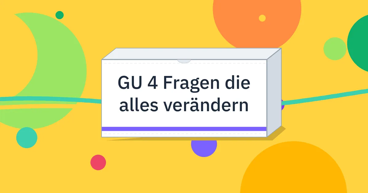 Symbolbild: Packung mit der Aufschrift GU 4 Fragen die alles verändern (PZN 16653891) – Verfügbarkeit und Bezug in Apotheken in Frankfurt am Main