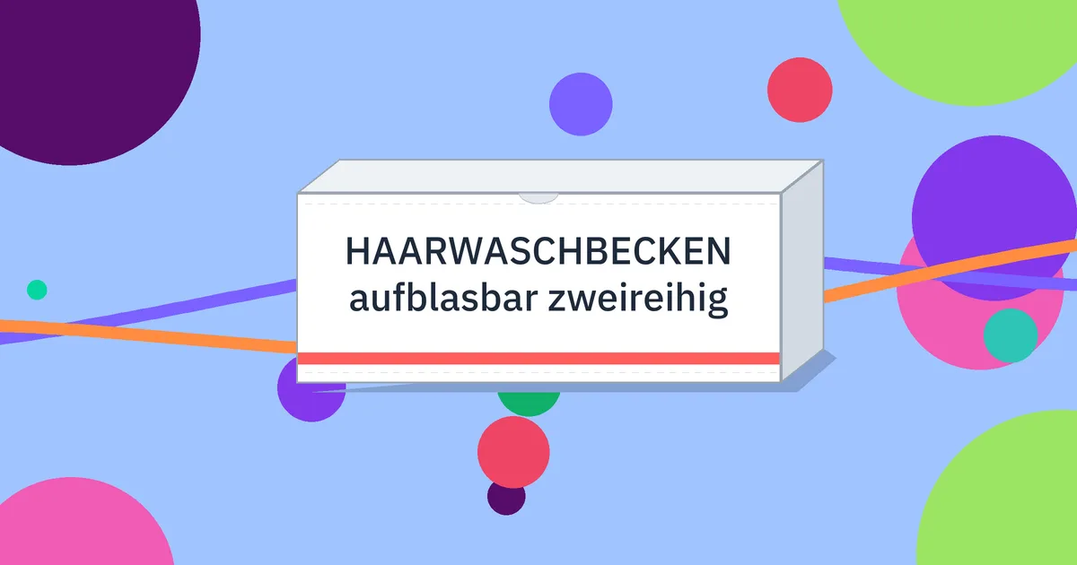 Symbolbild: Packung mit der Aufschrift HAARWASCHBECKEN aufblasbar zweireihig (PZN 00802047) – Verfügbarkeit und Bezug in Apotheken in Frankfurt am Main