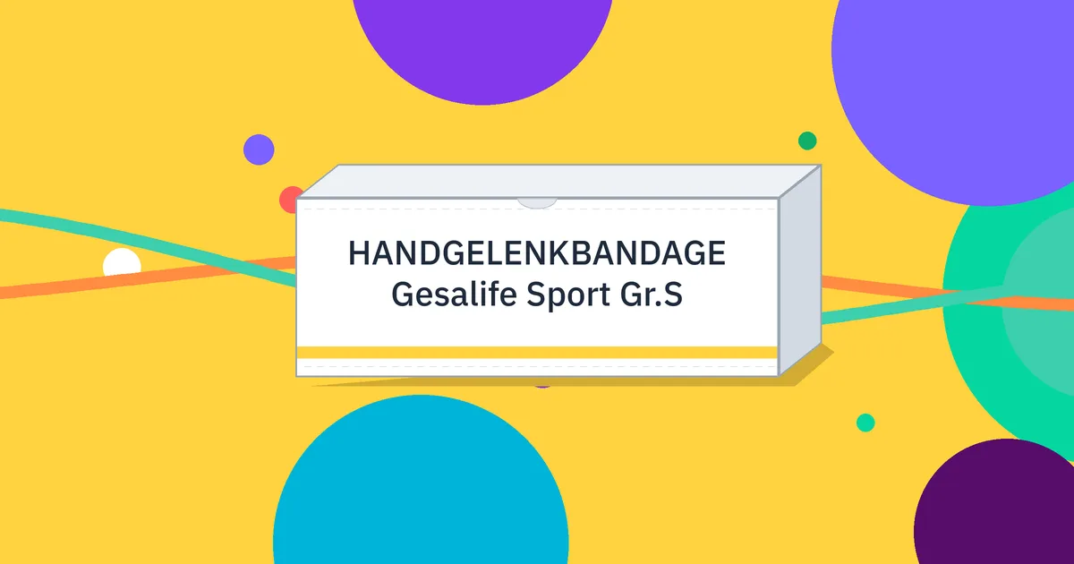 Symbolbild: Packung mit der Aufschrift HANDGELENKBANDAGE Gesalife Sport Gr.S (PZN 03862251) – Verfügbarkeit und Bezug in Apotheken in Frankfurt am Main