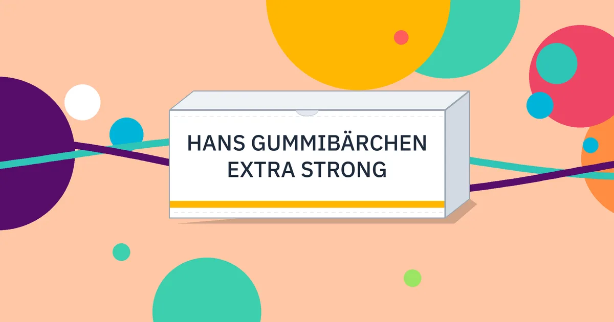 Symbolbild: Packung mit der Aufschrift HANS GUMMIBÄRCHEN EXTRA STRONG (PZN 18366842) – Verfügbarkeit und Bezug in Apotheken in Frankfurt am Main