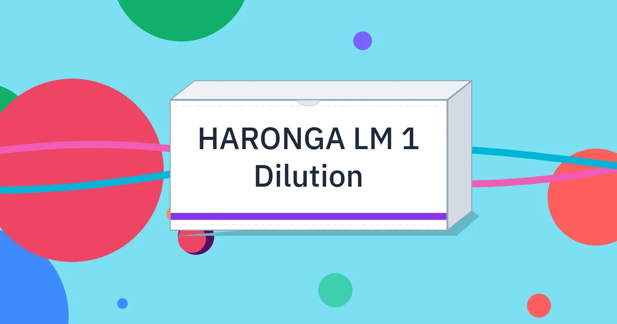 Symbolbild: Packung mit der Aufschrift HARONGA LM 1 Dilution (PZN 13550096) – Verfügbarkeit und Bezug in Apotheken in Frankfurt am Main