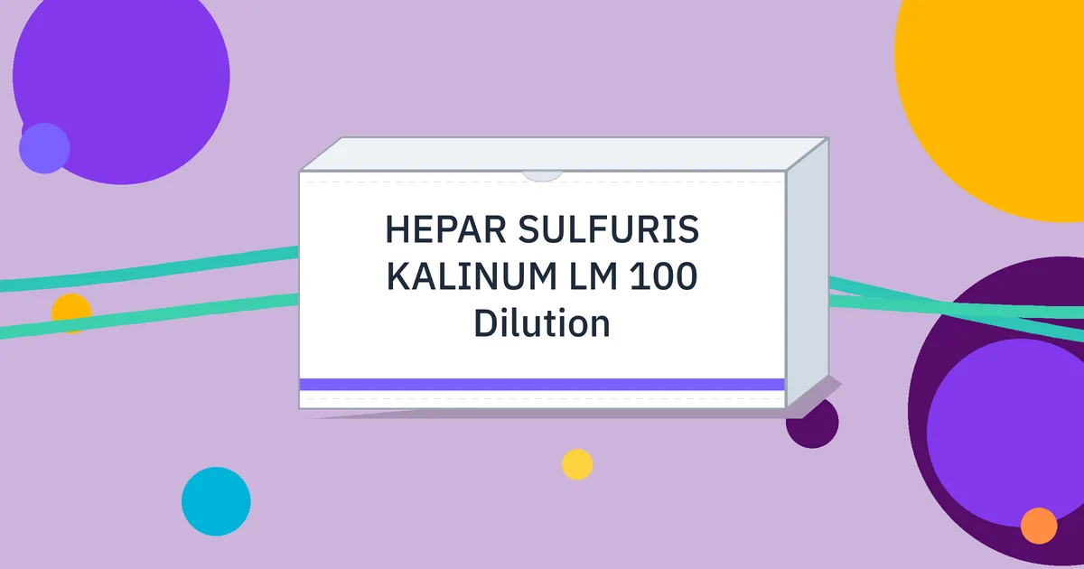 Symbolbild: Packung mit der Aufschrift HEPAR SULFURIS KALINUM LM 100 Dilution (PZN 12888172) – Verfügbarkeit und Bezug in Apotheken in Frankfurt am Main