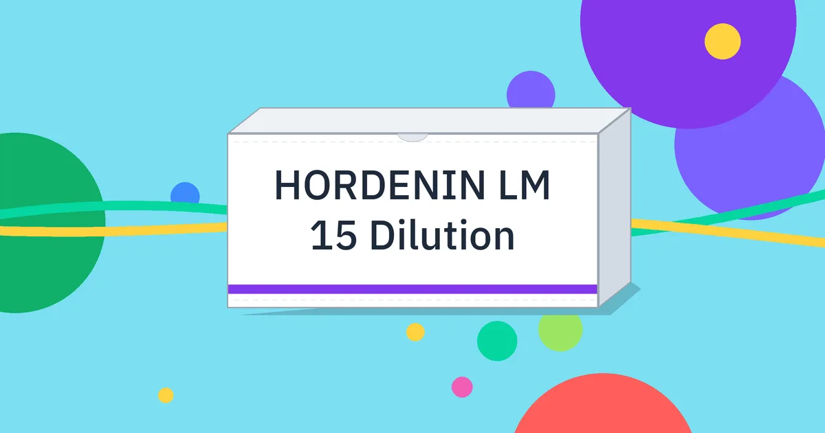 Symbolbild: Packung mit der Aufschrift HORDENIN LM 15 Dilution (PZN 13555403) – Verfügbarkeit und Bezug in Apotheken in Frankfurt am Main
