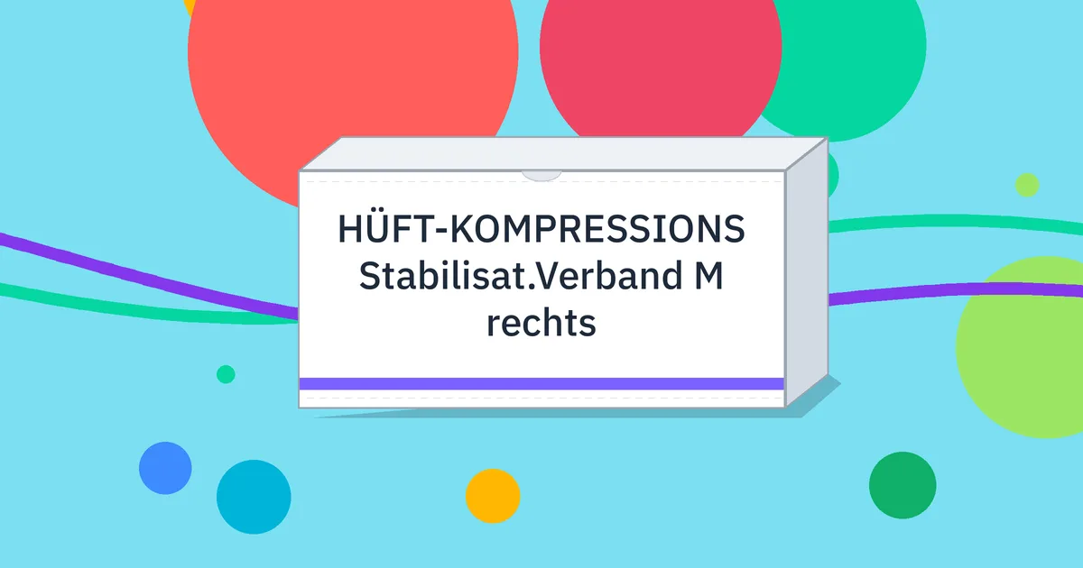 Symbolbild: Packung mit der Aufschrift HÜFT-KOMPRESSIONS Stabilisat.Verband M rechts (PZN 02909849) – Verfügbarkeit und Bezug in Apotheken in Frankfurt am Main